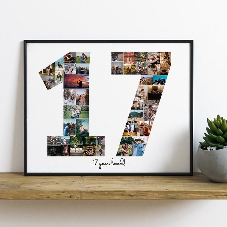 EDITABLE 42 Photos Custom 17 Years Photo Collage Template - Etsy