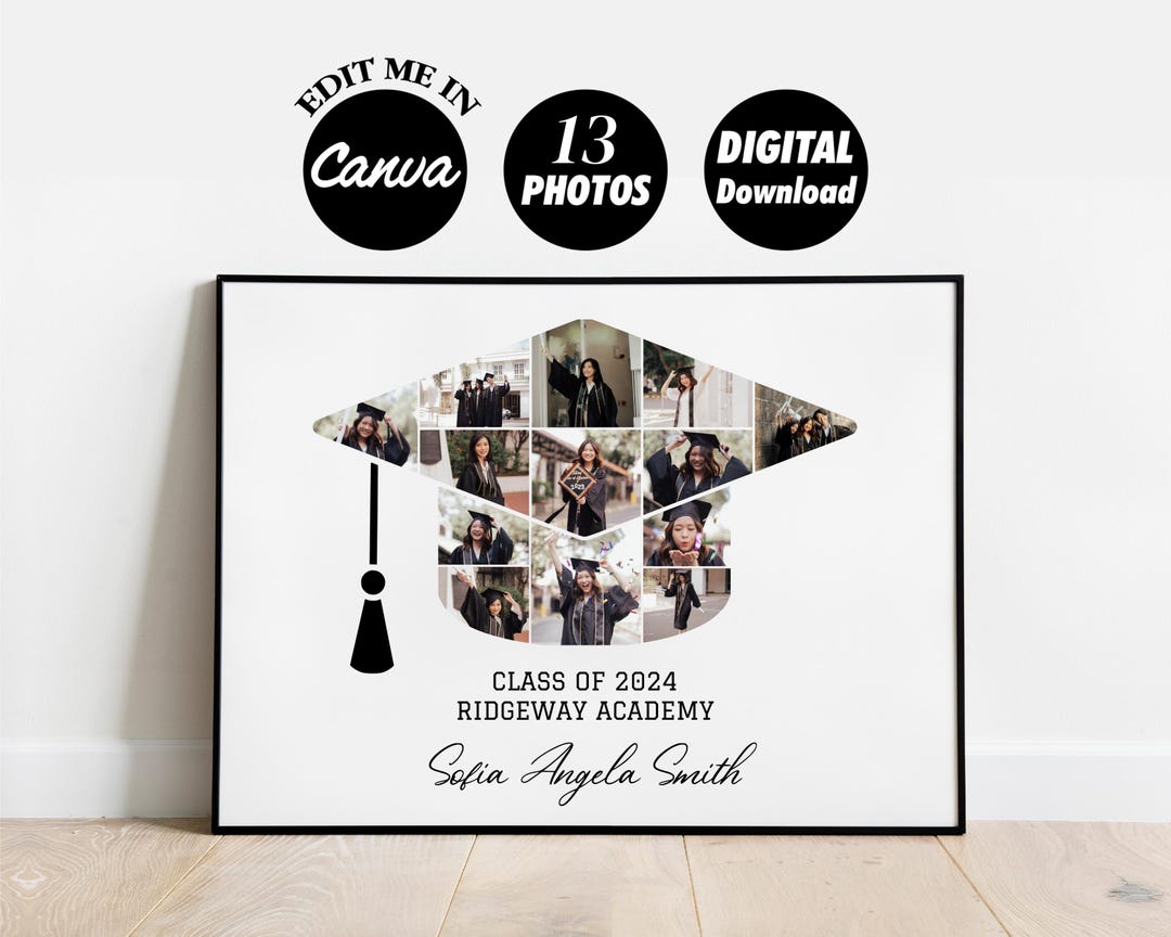Graduation Cap Photo Collage Gift for Graduates, College High School ...