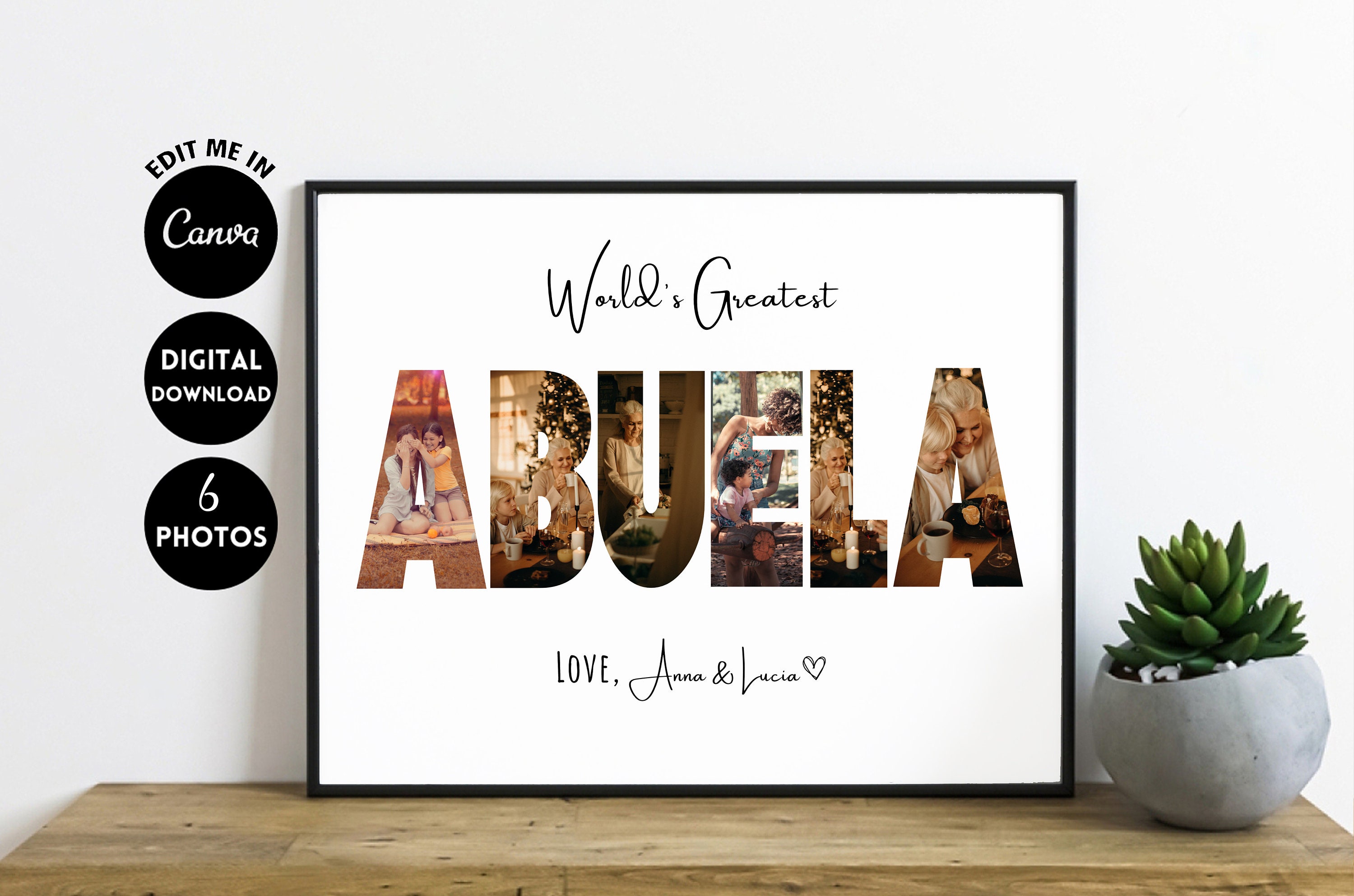EDITABLE Custom Abuela Photo Collage Template Personalized - Etsy