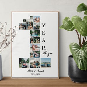 DIGITAL 1st Anniversary Photo Collage Template, 1 Year Birthday Print ...