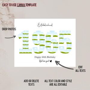 Custom 1965 Collage, 60th Birthday Photo Collage Print Template, Photo ...