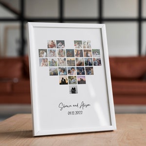 EDITABLE Custom Heart Photo Collage Template, Gift for Her, Anniversary ...