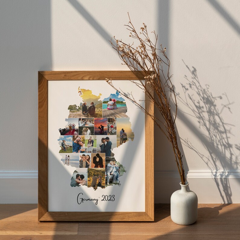 EDITABLE Custom Germany Gift Photo Collage, Country State Map Wall Art ...