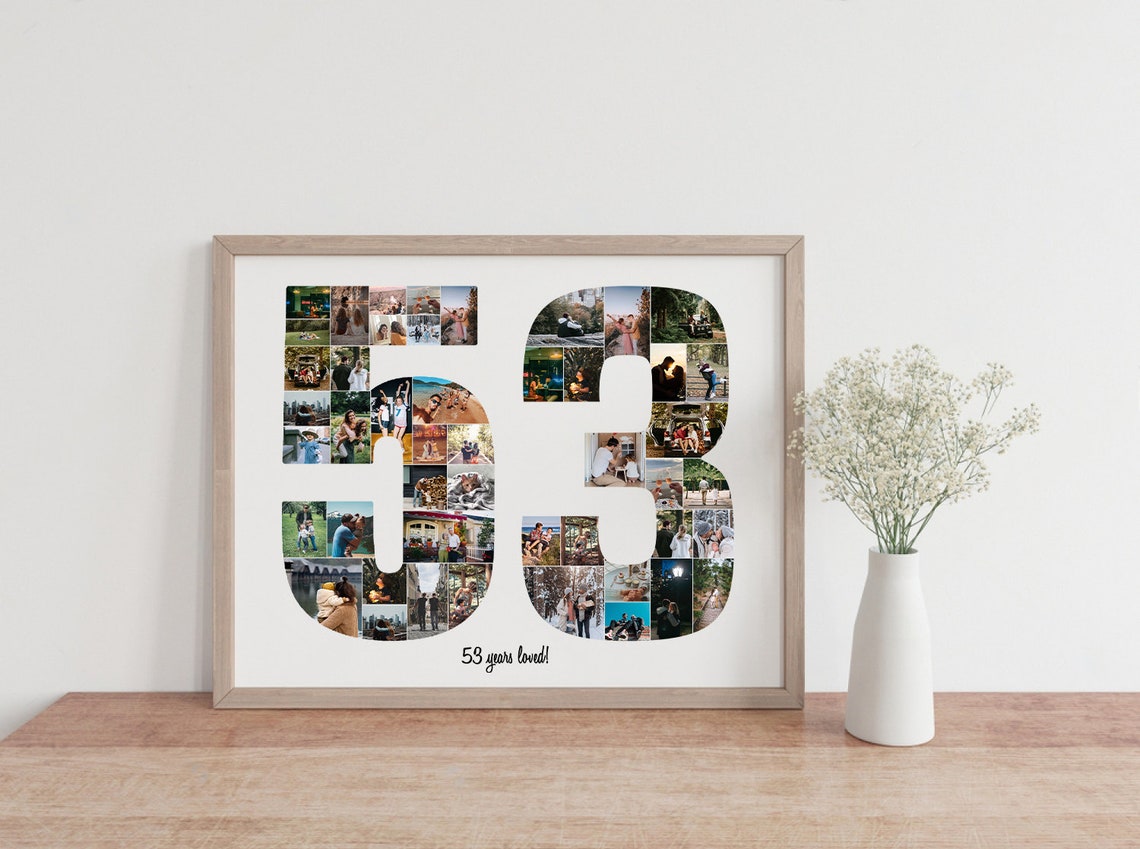 EDITABLE 47 Photos, Personalized 53rd Birthday Photo Collage Template ...