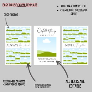 EDITABLE Memorial Service Sign, Funeral Welcome Poster, Celebration of ...