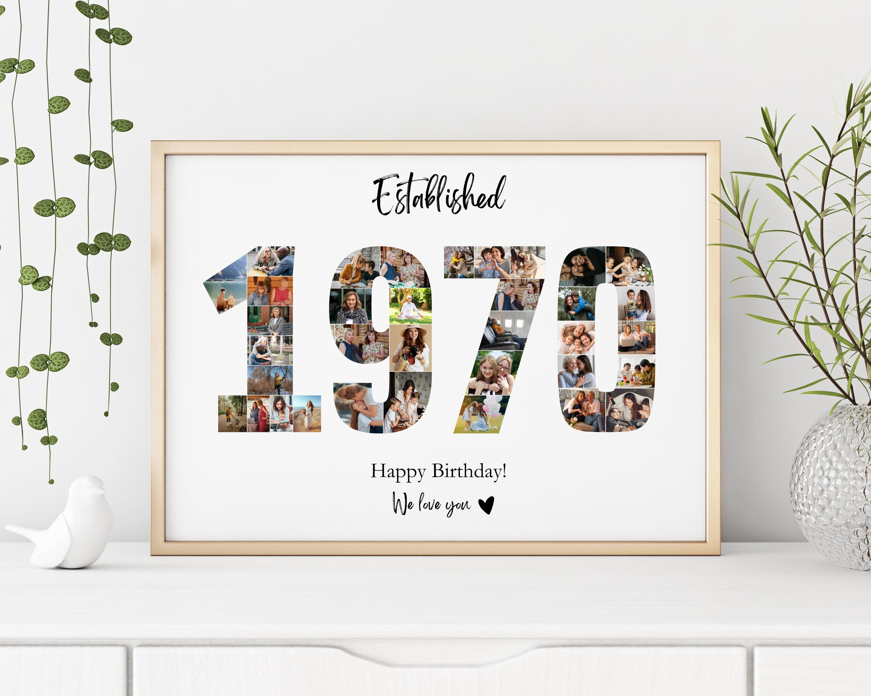 EDITABLE Year 1970 Anniversary Photo Collage Print, 55th Birthday ...