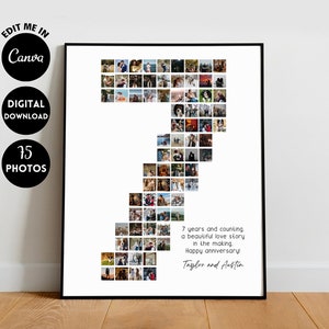 EDITABLE Custom 7 Year Anniversary Collage, 7th Anniversary Gift, Photo ...