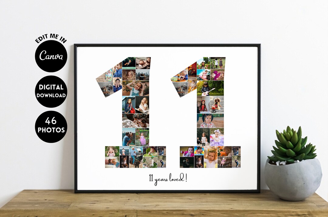 EDITABLE Custom 11 Years Anniversary Photo Collage Gift for Husband ...