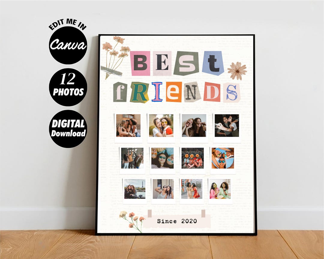Best Friends Photo Collage Gift | Personalized BFF Template Print ...