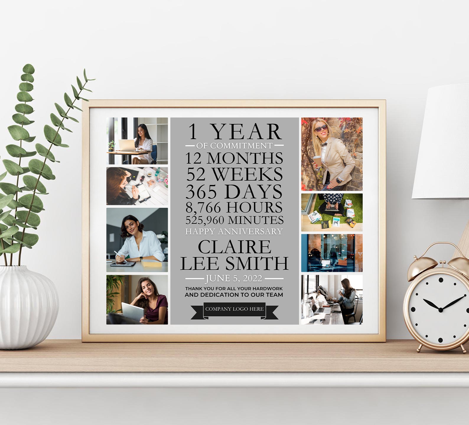 1 Year Employee Work Anniversary Photo Collage Template Gift (digital ...