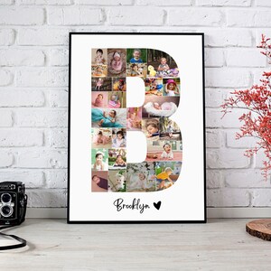 EDITABLE Letter B Custom Baby Name Template, Initial Photo Collage ...