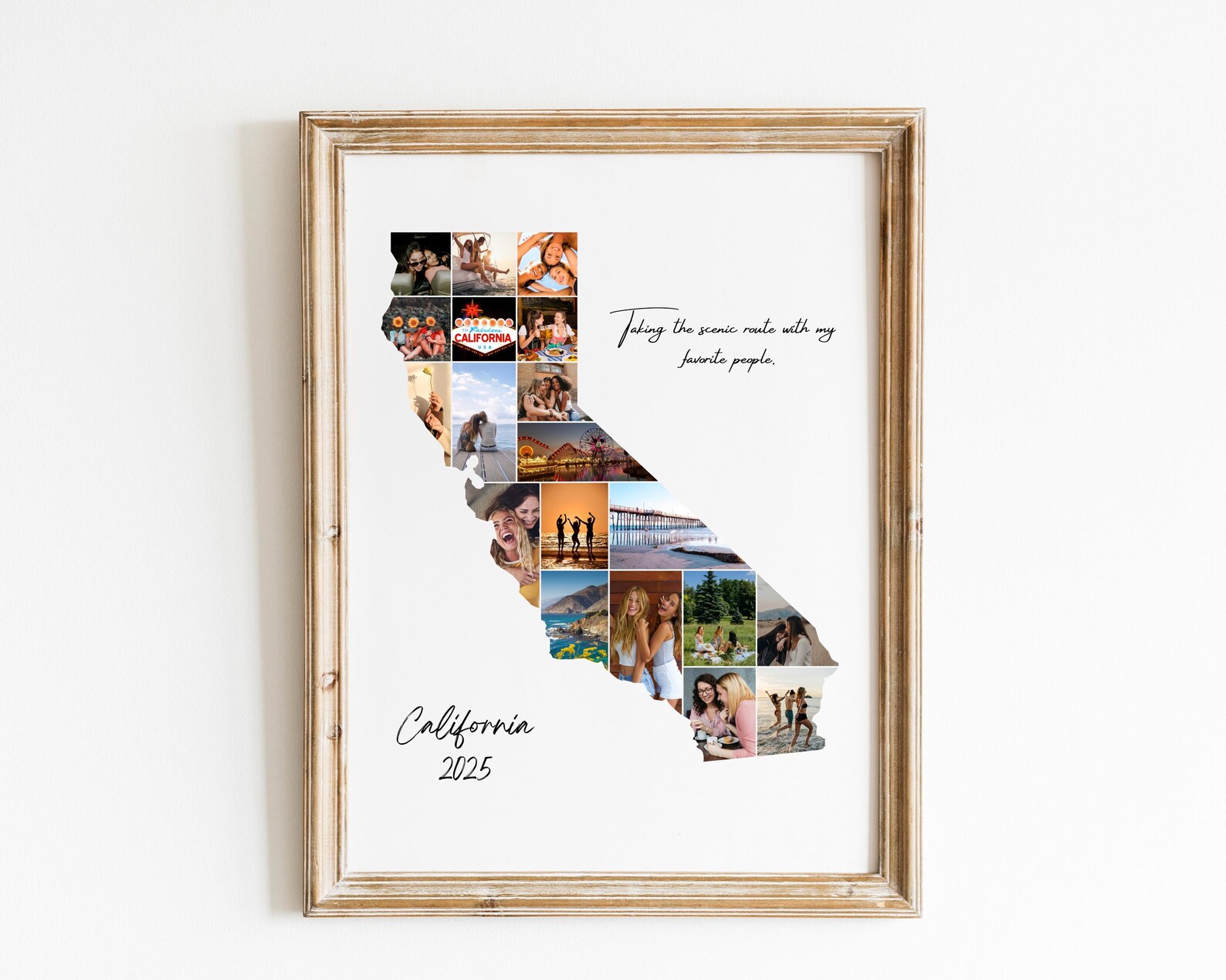 DIGITAL California Photo Collage, Cali State Map Wall Art, Usa Map ...