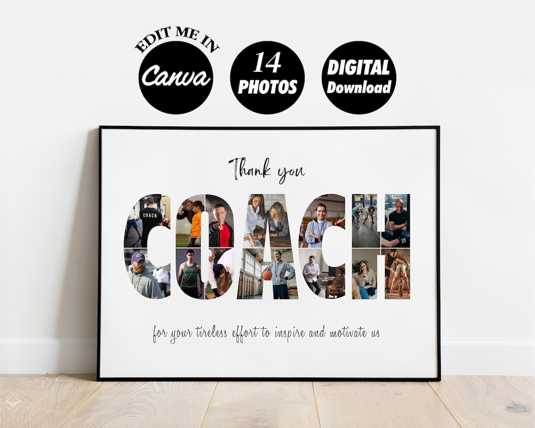 COACH Photo Collage, Present for Trainer, Gift for Coach, Personalized ...