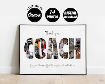 Coach Gift Collage Coach Poster Template Digital Team Coach - Etsy