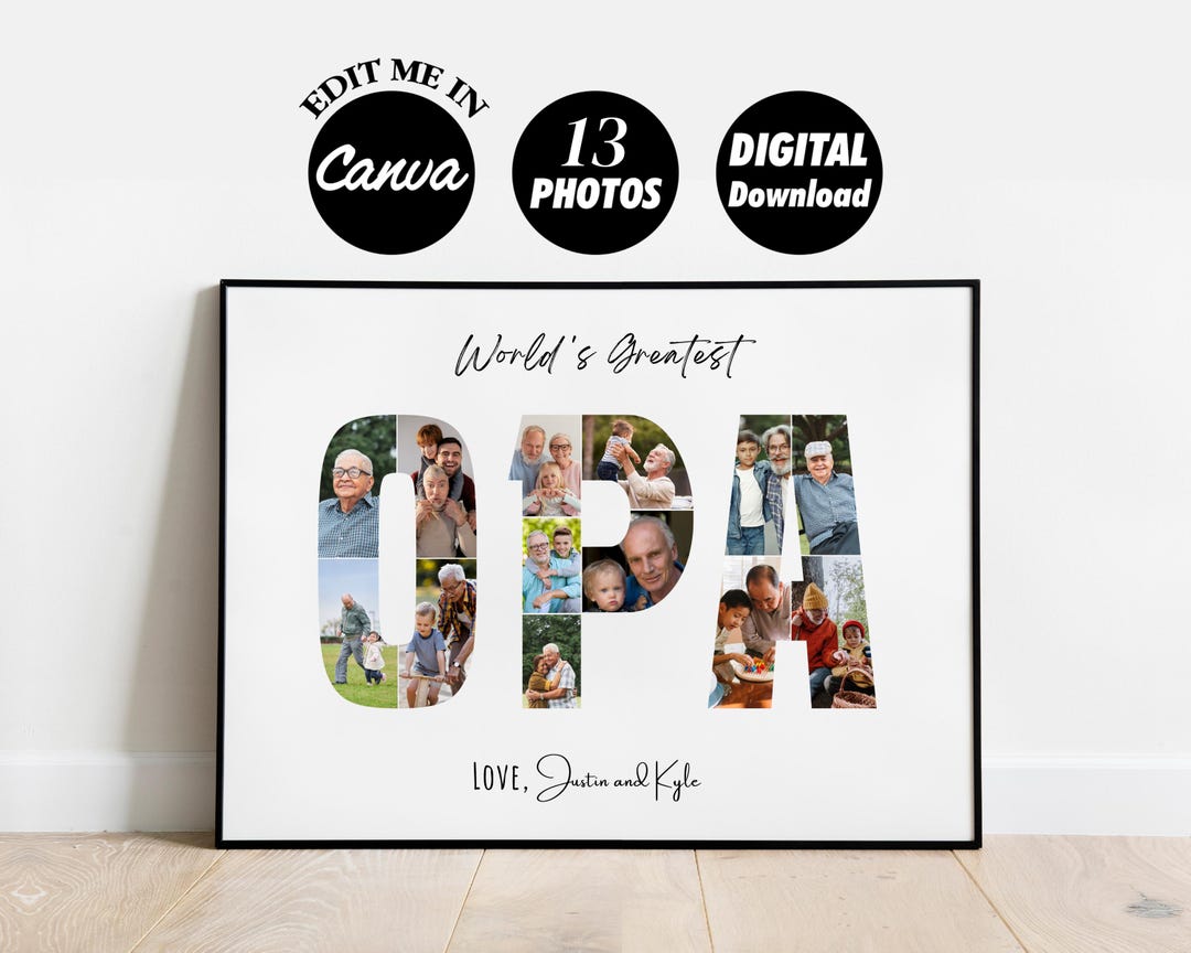 Personalized OPA Photo Collage Template Gift, Father's Day and Birthday ...