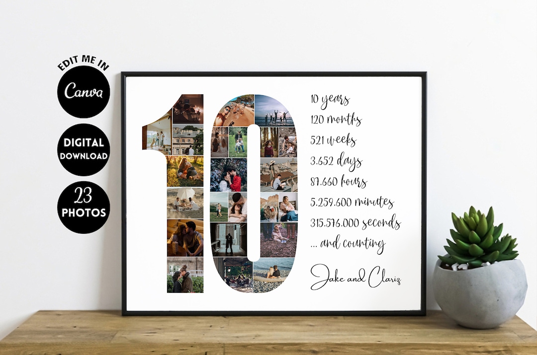 EDITIERBARE 23 Fotos Custom 10 Jahre Jubiläum Fotocollage - Etsy.de