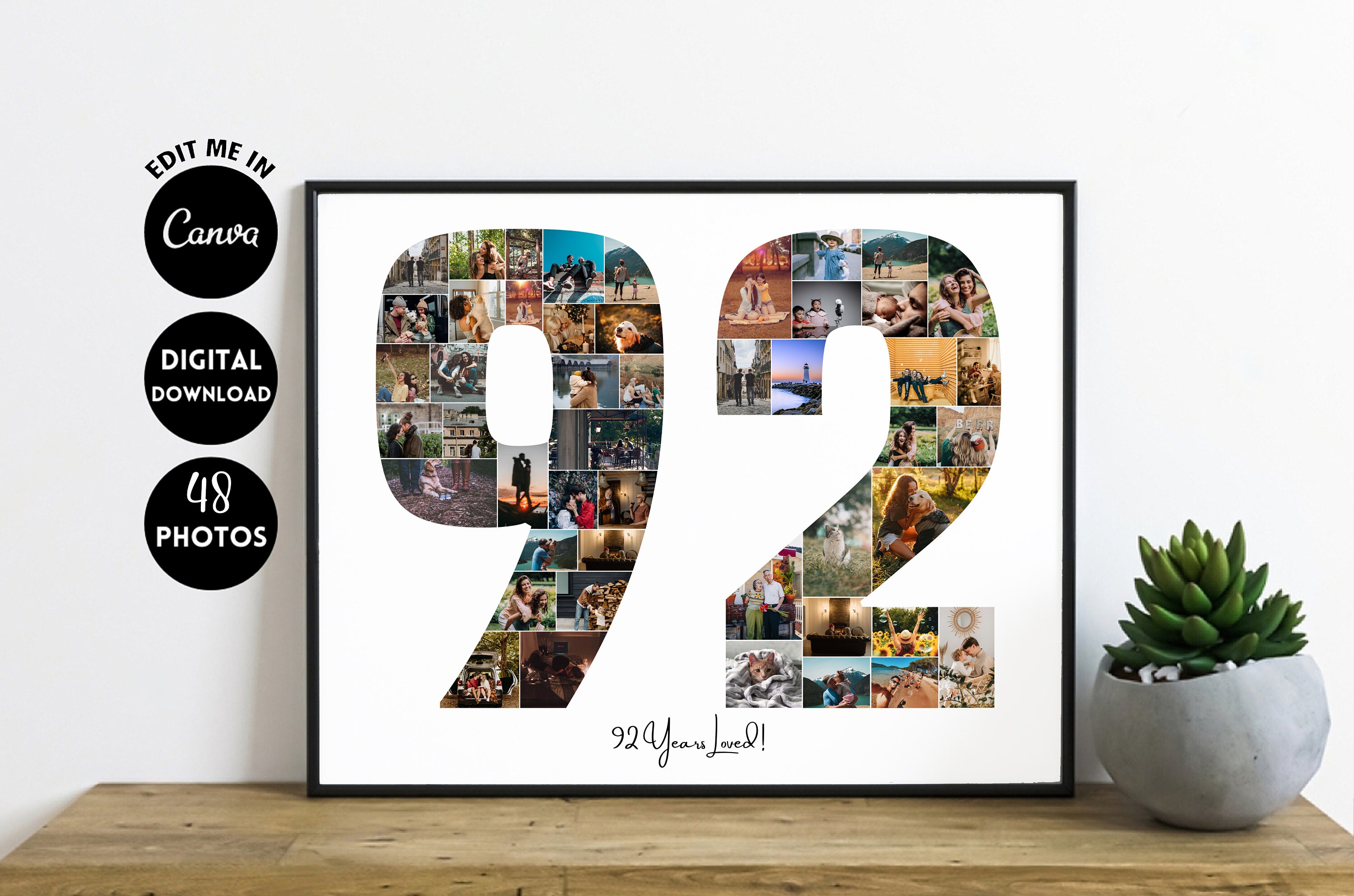 EDITABLE Custom 92 Years Collage 92nd Anniversary 92nd - Etsy
