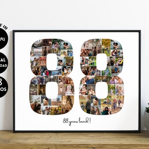 EDITABLE Custom 88 Years Birthday Photo Collage 88th Anniversary 88th ...