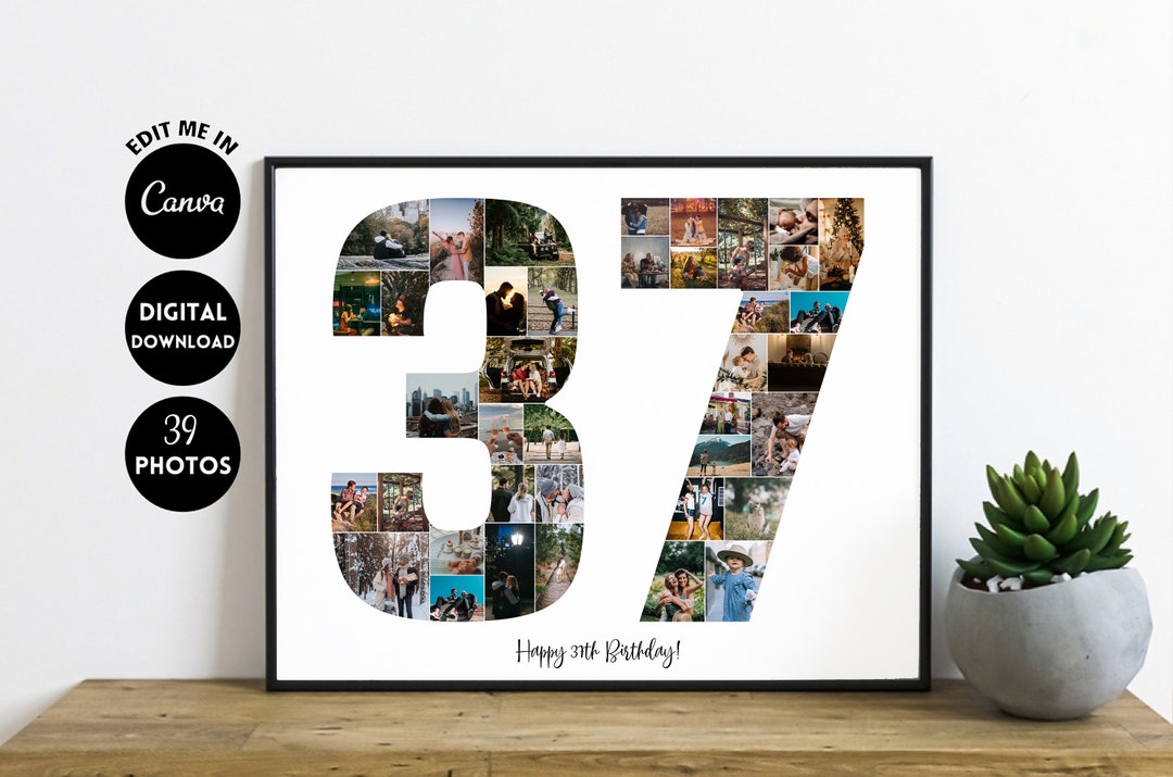 EDITABLE Custom 37th Anniversary Collage, 37th Birthday Print, Photo ...