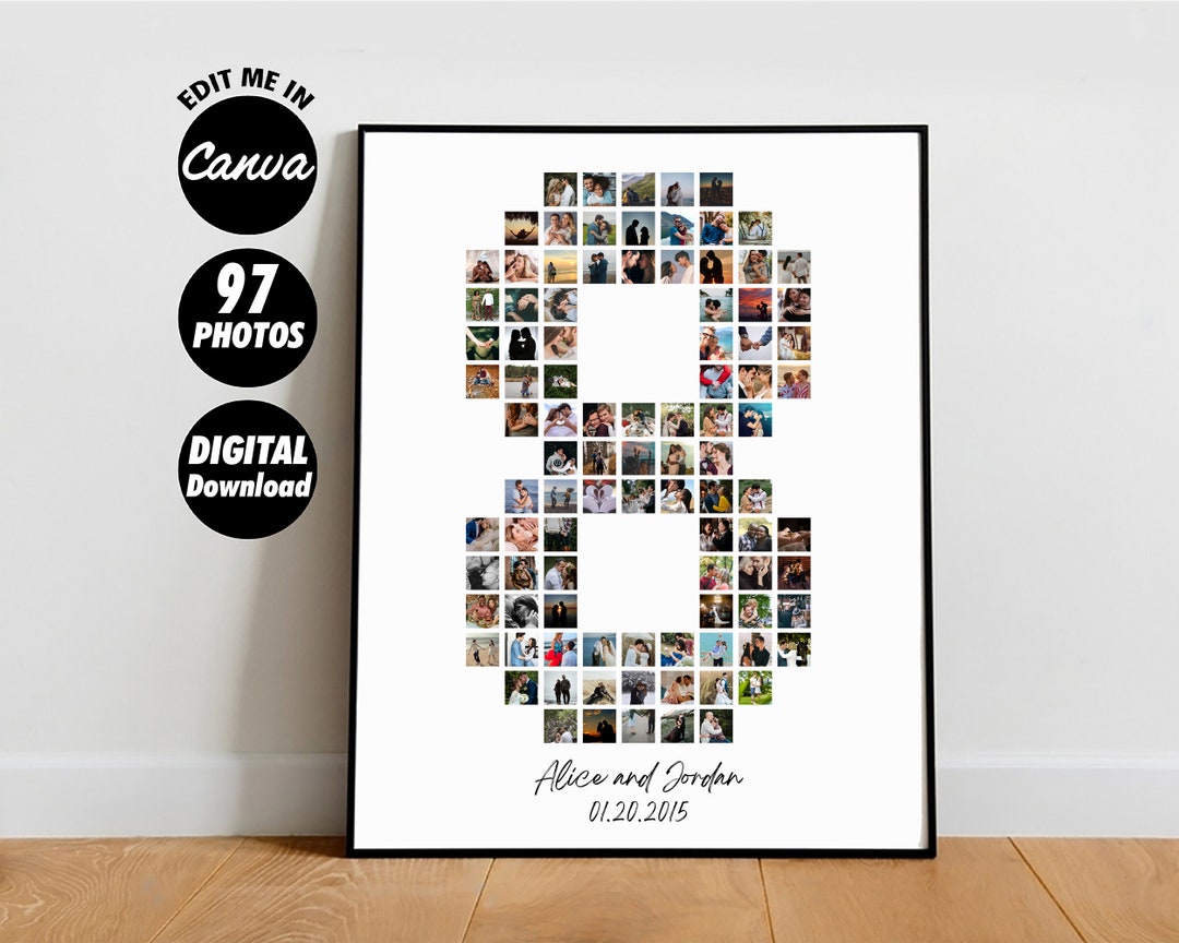 EDITABLE Custom 8th Anniversary Collage, 8 Anniversary Gift, Photo ...
