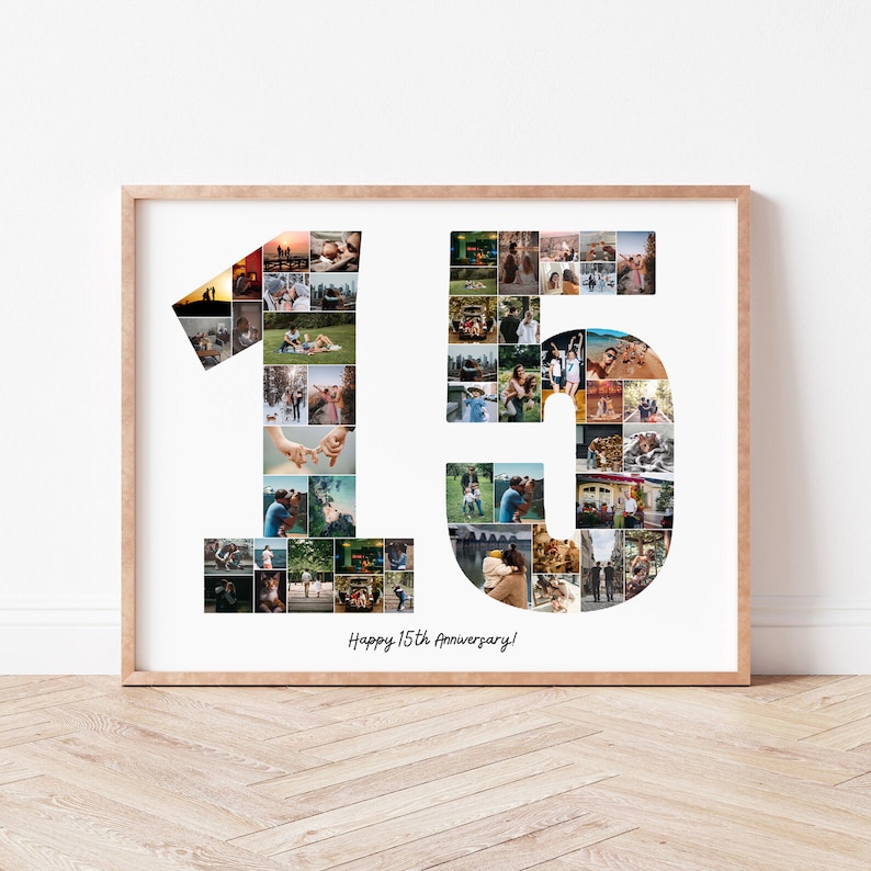 EDITABLE Custom 15 Years Photo Collage Anniversary Gift for - Etsy