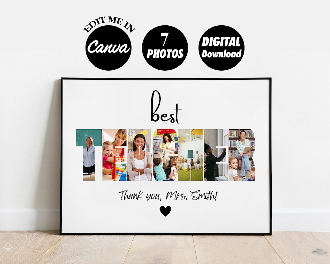 Best Teacher Photo Collage Template, Teacher's Day Print, Class Photo ...