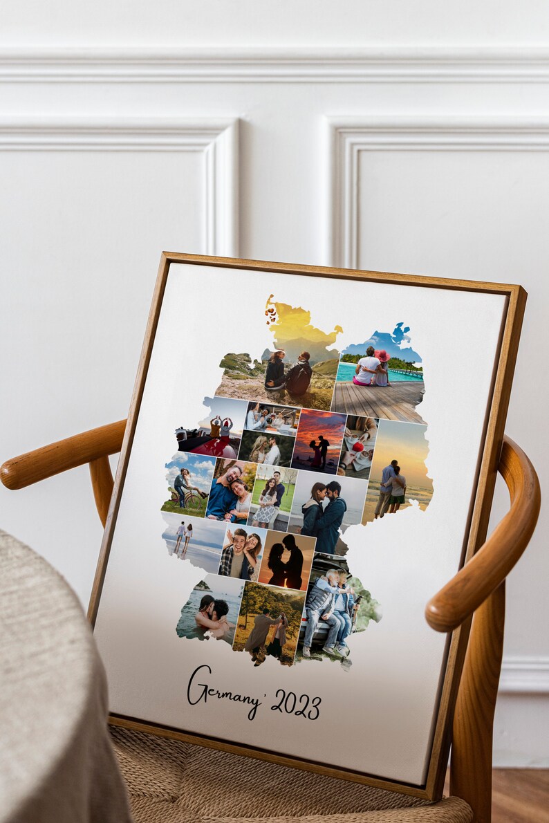 EDITABLE Custom Germany Gift Photo Collage, Country State Map Wall Art ...