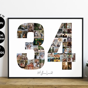 EDITABLE Custom 34th Anniversary, 34th Birthday Photo Collage Gift ...