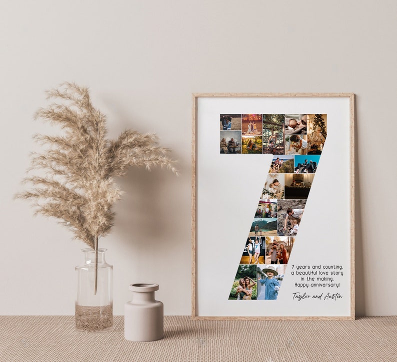 EDITABLE Custom 7 Year Anniversary Photo Collage 7th - Etsy
