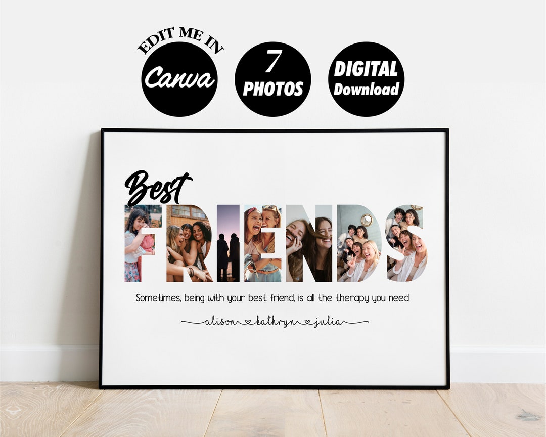 Best Friends Photo Collage, Personalized Custom BFF Gift (digital ...