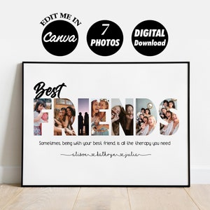 EDITABLE Photo Bff Gift | Bestie Custom Photo Collage | Friendship Day ...