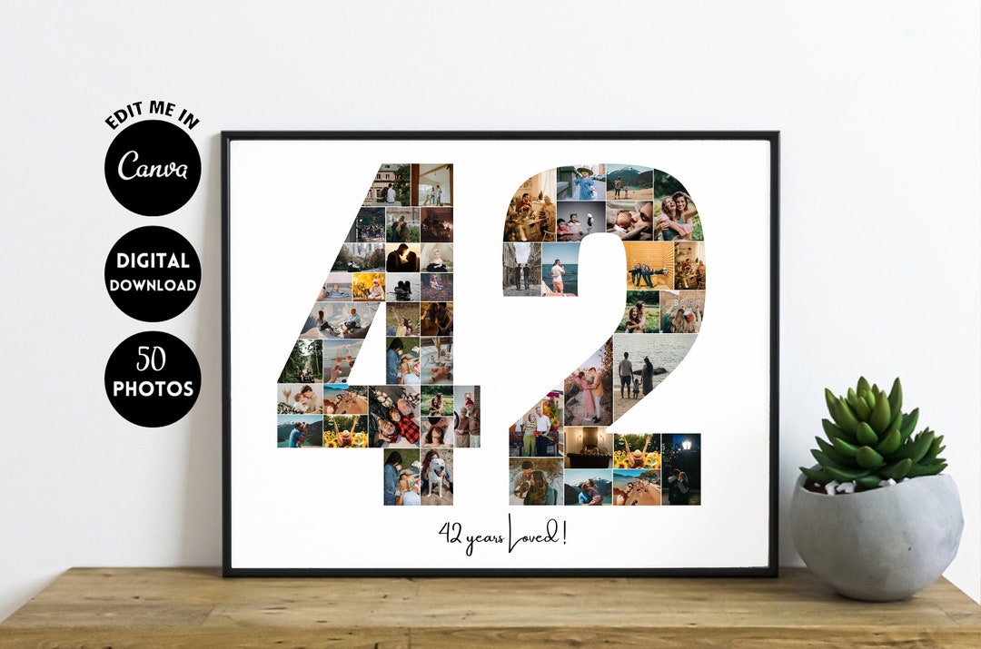 EDITABLE Custom 42 Years Collage | 42nd Anniversary | 42nd Birthday ...