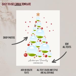 Editable Christmas Tree Photo Collage Template, Holiday Family Portrait ...