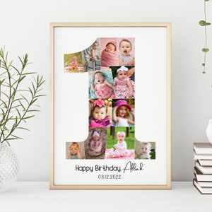 EDITABLE 12 Photos, Custom 1 Year Baby Print, Gift for Baby, One Year ...