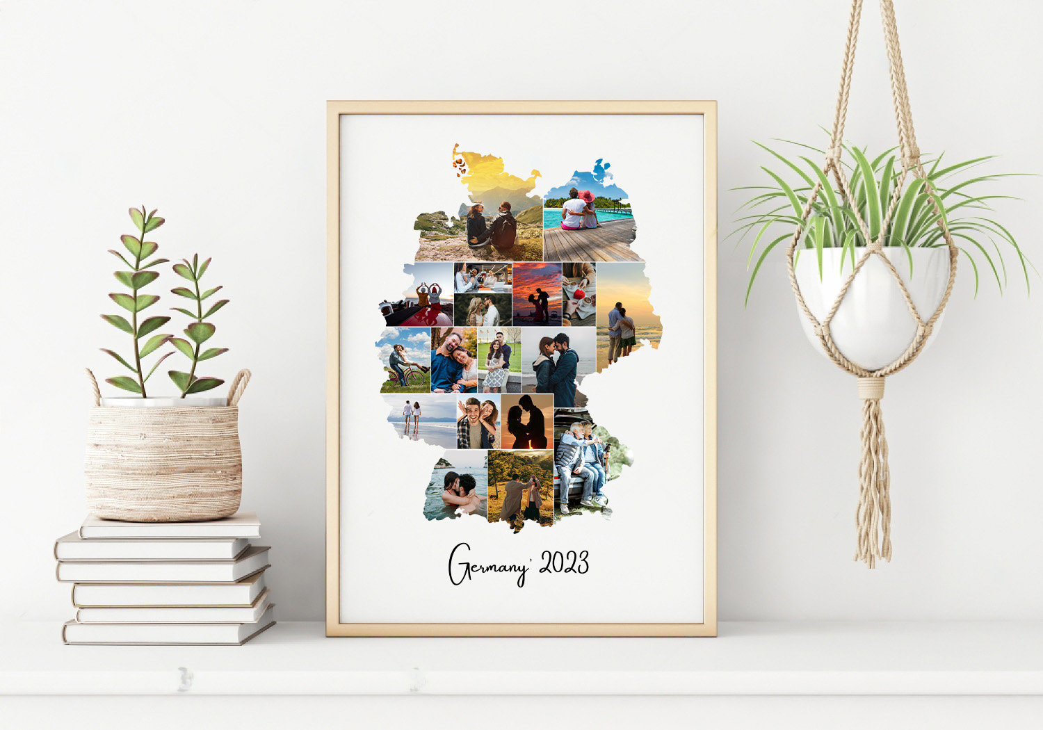 EDITABLE Custom Germany Gift Photo Collage, Country State Map Wall Art ...