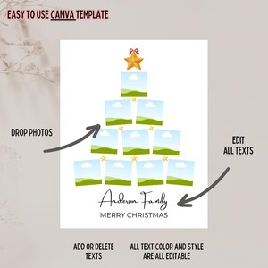 Editable Christmas Tree Photo Collage Template, Holiday Family Portrait ...