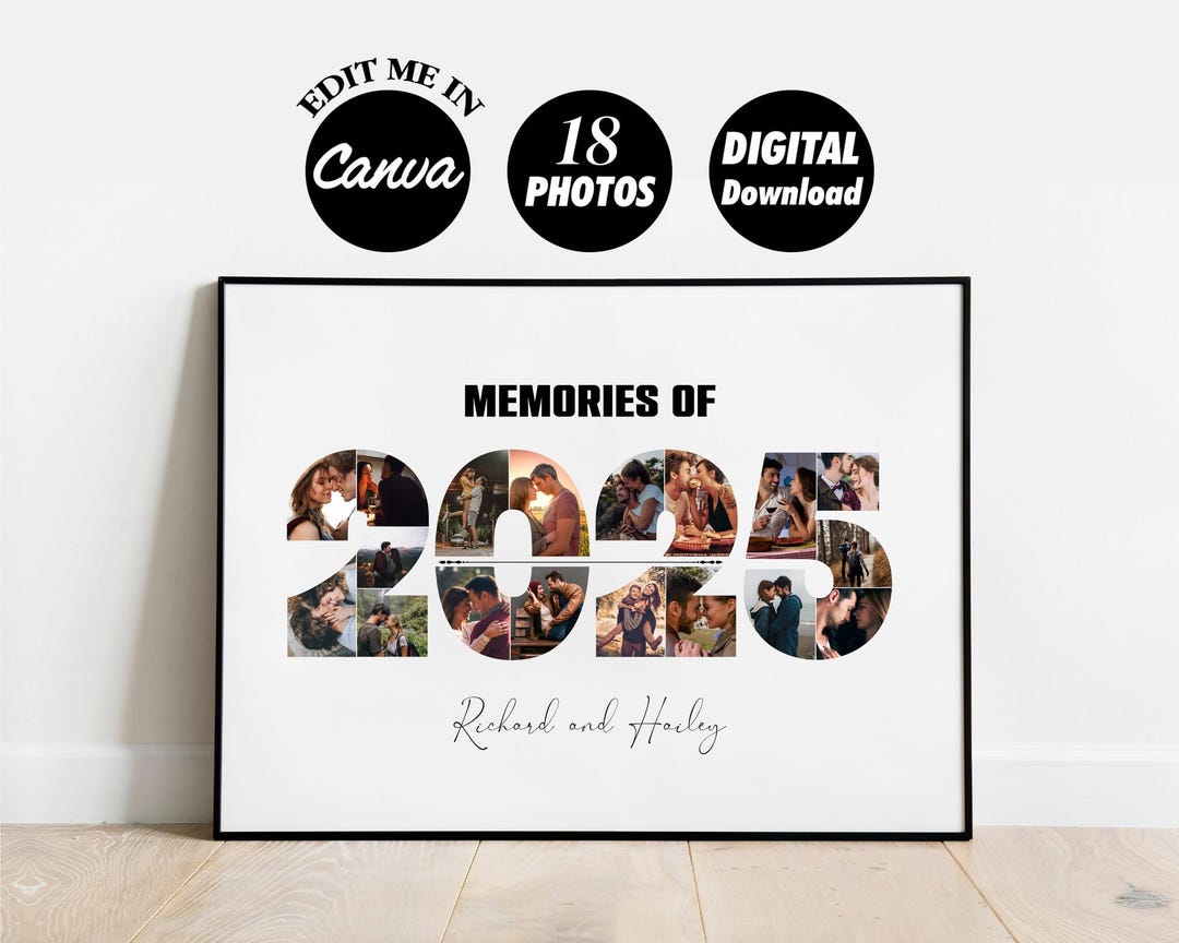EDITABLE 2025 Photo Collage Template, Anniversary Gift for Boyfriend ...