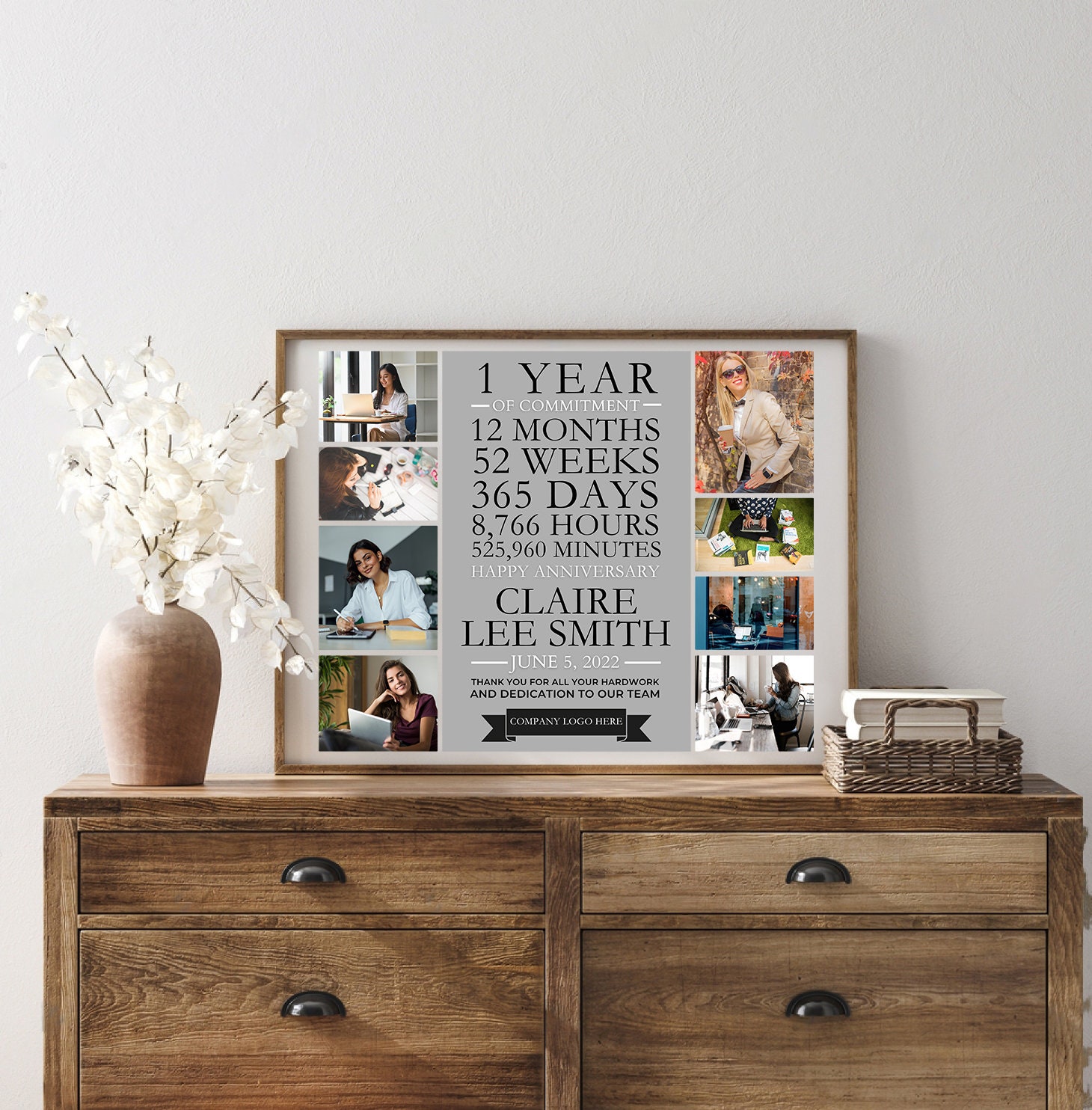 1 Year Employee Work Anniversary Photo Collage Template Gift (digital ...