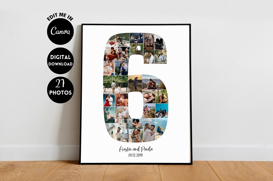EDITABLE 27 Photos, Personalized 6th Anniversary Photo Collage Template ...