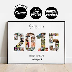 EDITABLE Year 2015, Photo Collage Template, Gift for Her, Present for ...