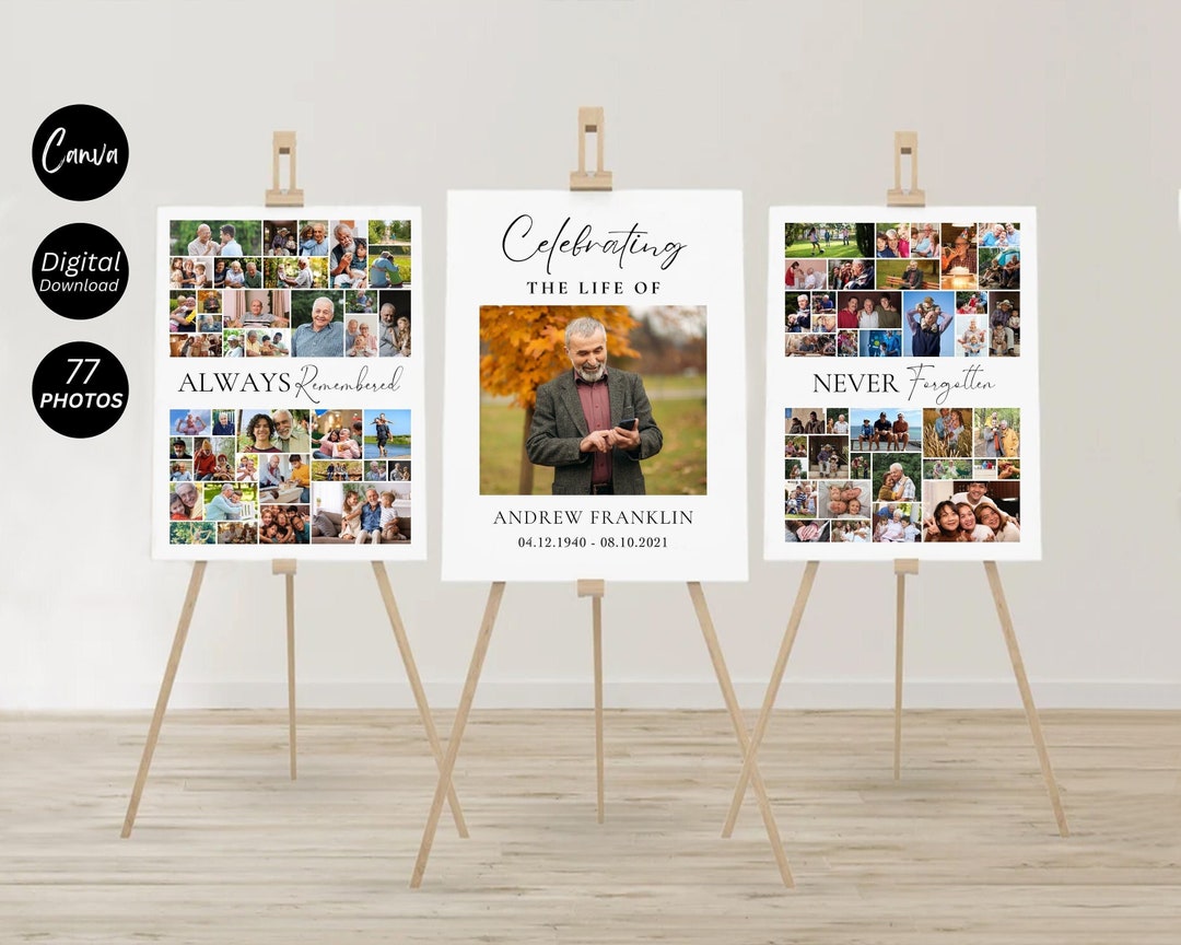 EDITABLE Memorial Service Sign, Funeral Welcome Poster, Celebration of ...