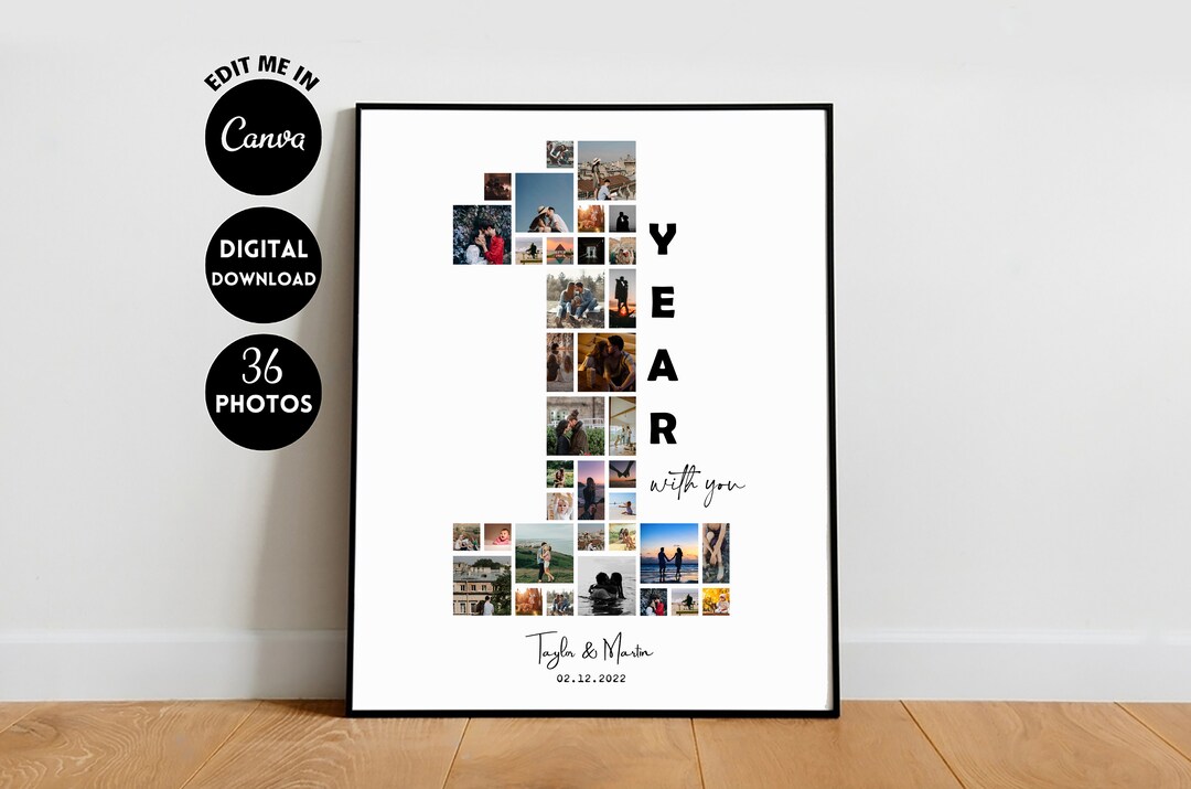 EDITABLE Custom 36 photos, Custom 1st anniversary collage Photo collage anniversary gift 1 year ...