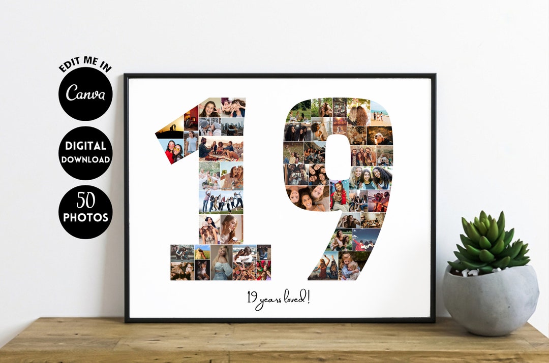 EDITABLE 50 Photos, Custom 19th Birthday, 19th Anniversary Photo ...
