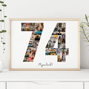 EDITABLE Custom 74th Anniversary Collage, 74th Birthday Print, Photo ...