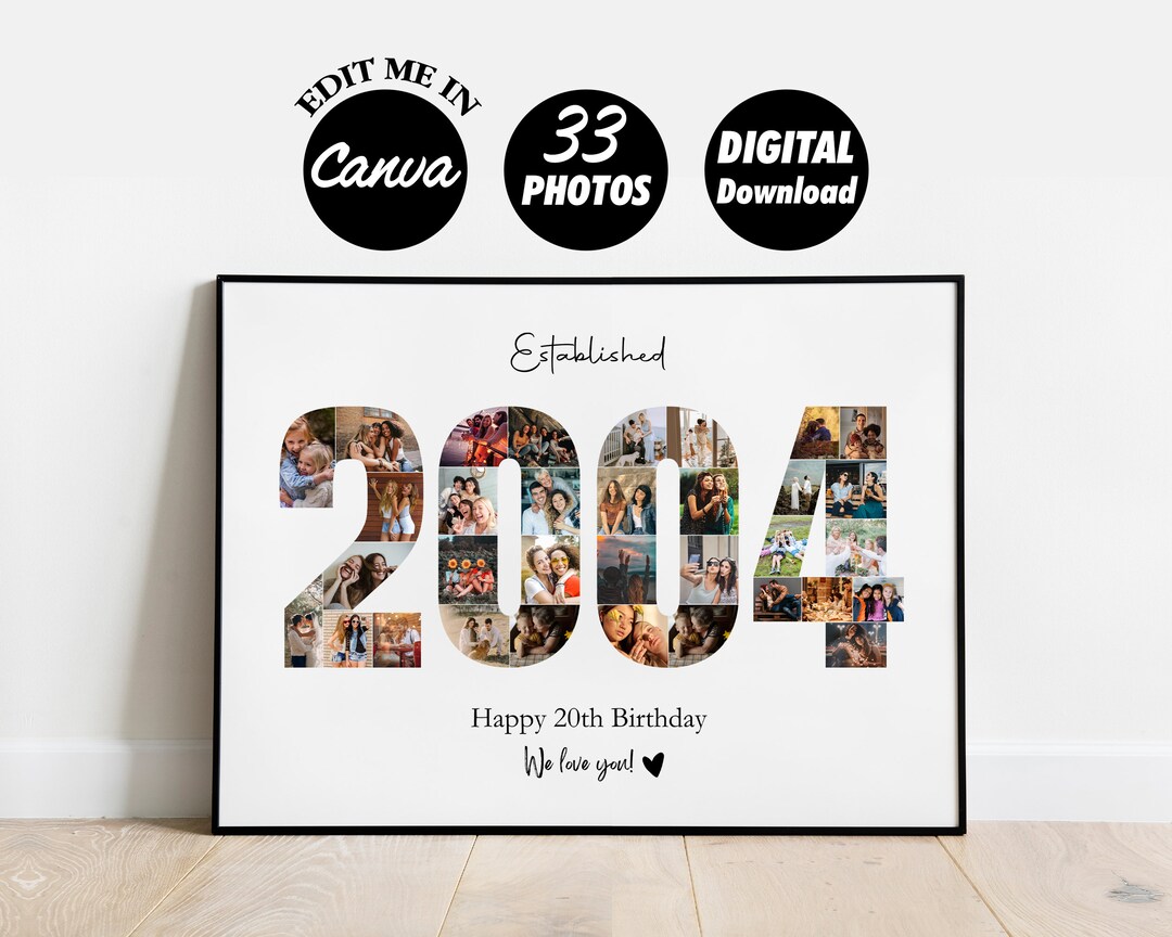 EDITABLE Custom 20 Years Photo Collage Template 20th Anniversary 20th ...