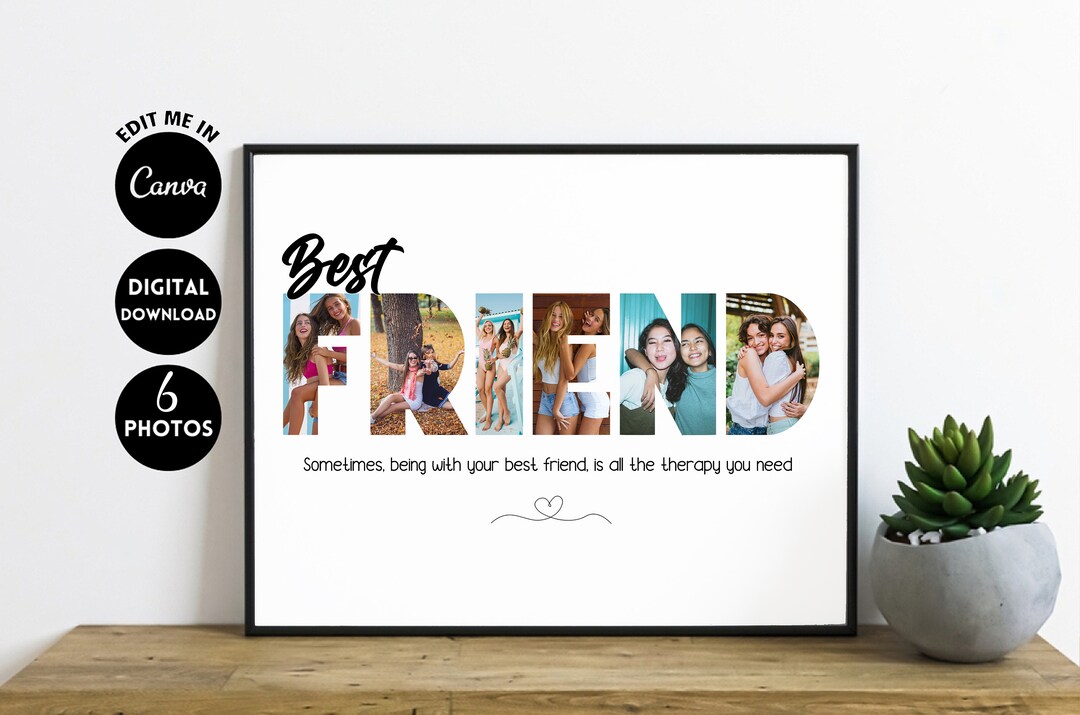 EDITABLE Besties Custom Photo Collage Gift for Bestfriend - Etsy