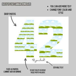 EDITABLE Custom 42nd Birthday Gift, 42 Anniversary Photo Collage ...