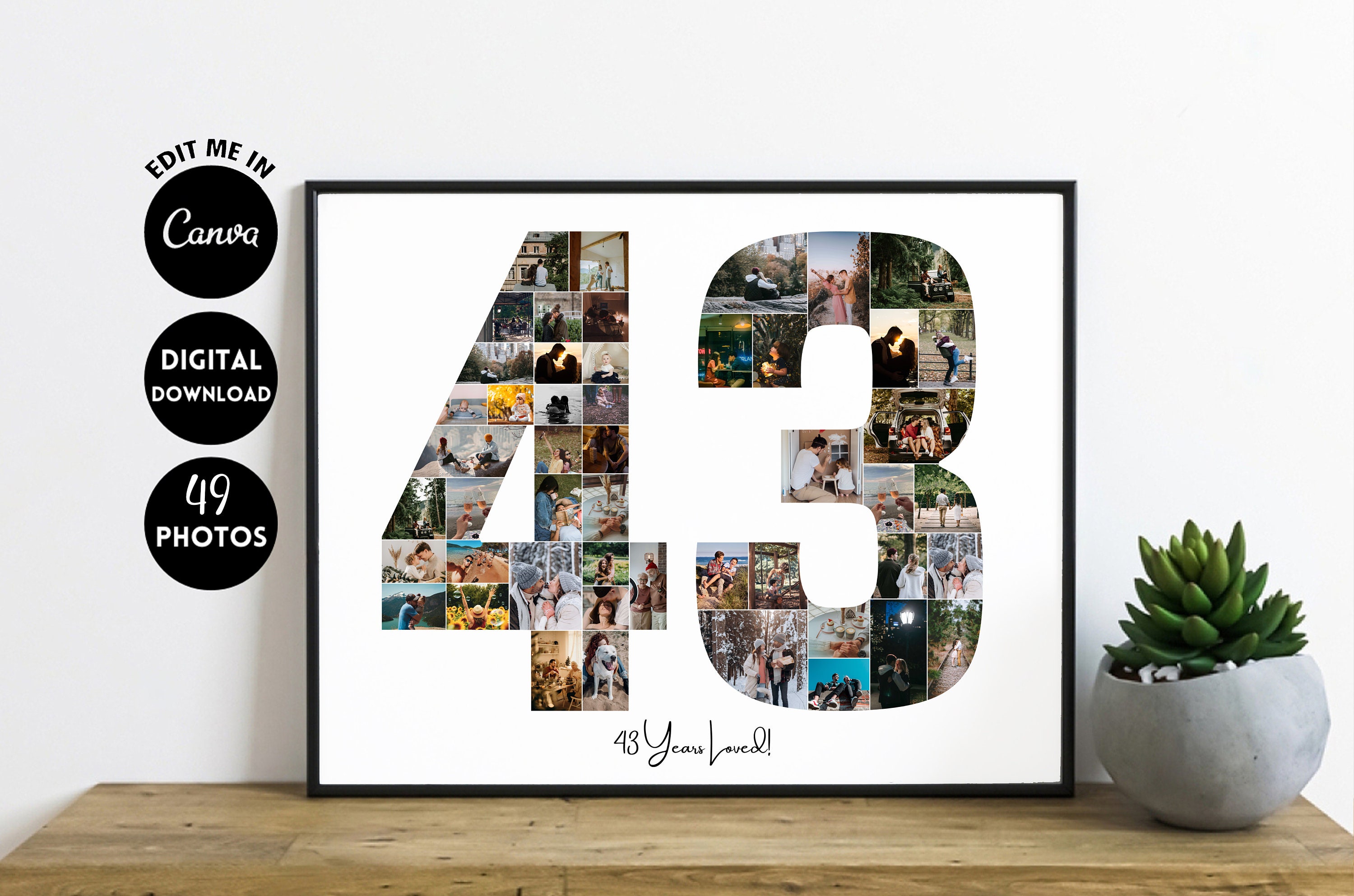 EDITABLE Custom 43 Years Photo Collage Gift | 43rd Anniversary | 43rd ...