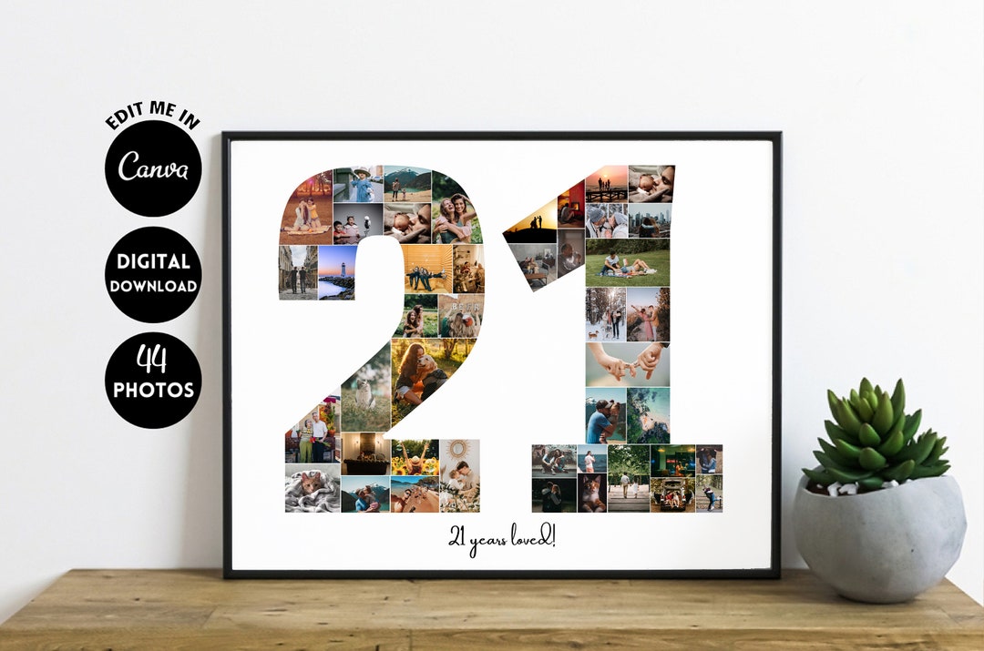 EDITABLE 44 Photos, Custom 21 Years Collage | 21st Anniversary | 21st ...
