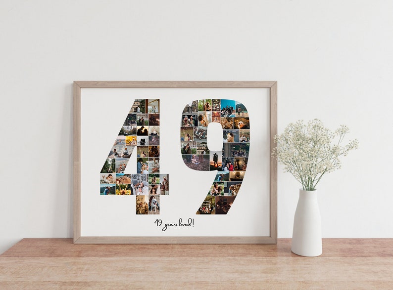 EDITABLE Custom 49 Photo Collage Template, 49th Birthday Print ...